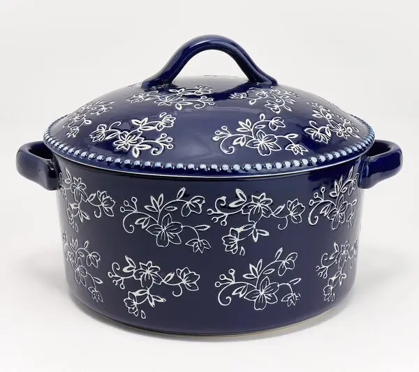 TEMP-TATIONS As Is Floral Lace 4-qt Lidded Dutch Oven
