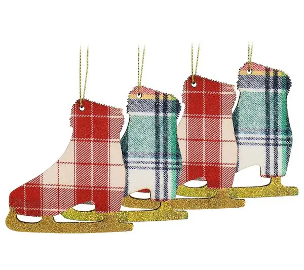 MARTHA STEWART Holiday Ice Skate Ornament 4 Pie Ce Set