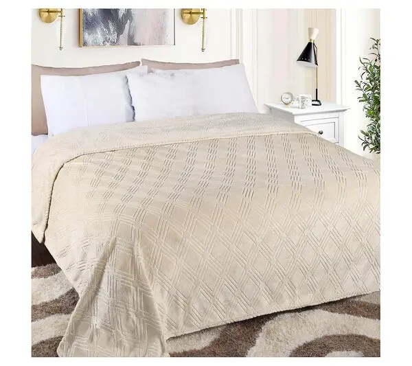 SUPERIOR Diamond Flannel Fleece Ultra-soft Blan Ket- Full/queen