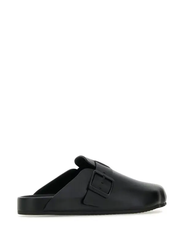 Balenciaga Sunday Leather Slippers - Black
