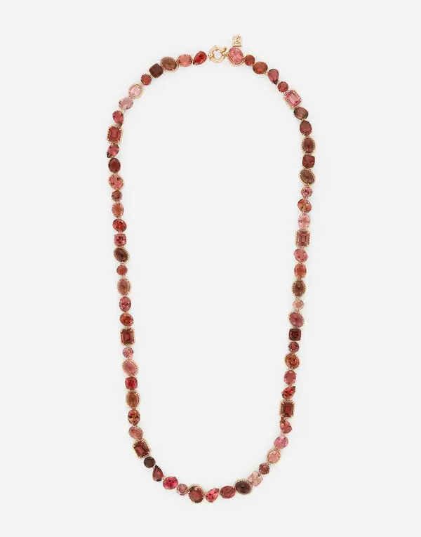Dolce & Gabbana Anna Sautoir Necklace In 18kt Red Gold With Tourmalines
