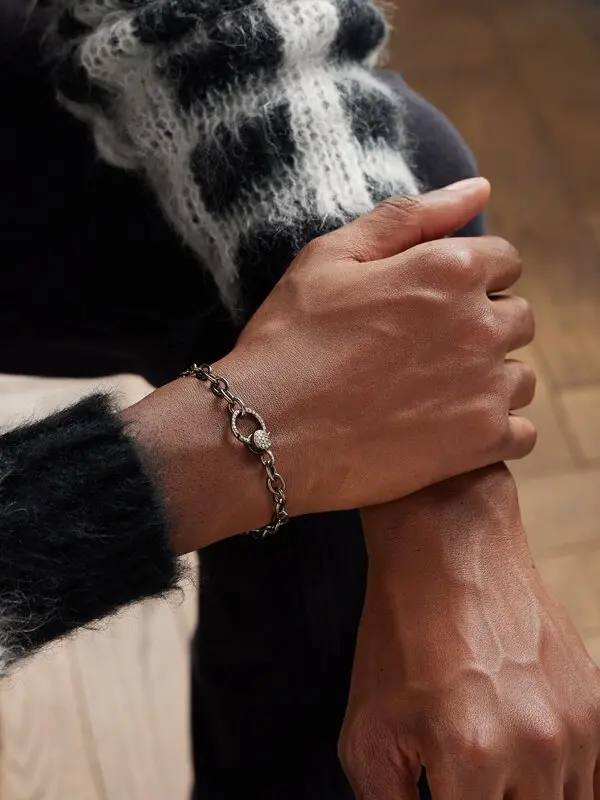 Ileana Makri Oxidized Sterling 14-karat White Gold And Diamond Chain Bracelet - Silver