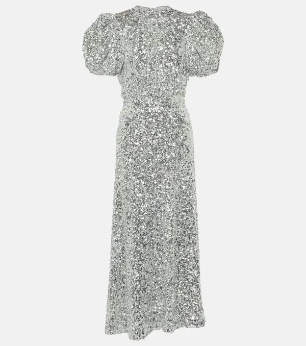 Remain Birger Christensen Puff-sleeve Sequined Midi Dress