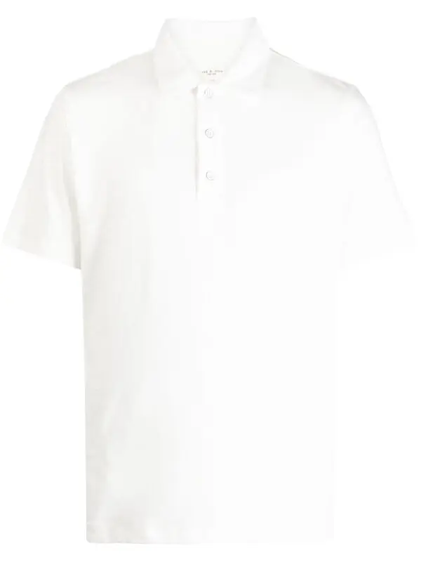 Rag & Bone Classic Flame Cotton Polo Shirt - White