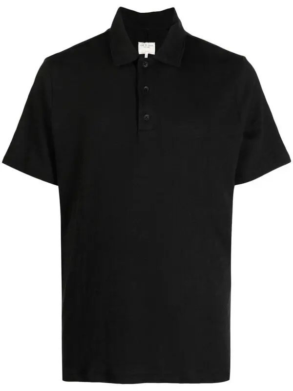 Rag & Bone Classic Flame Cotton Polo Shirt - Black