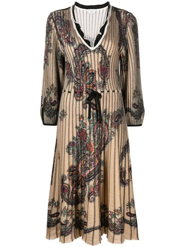 Etro Paisley-print Virgin Wool Midi Dress