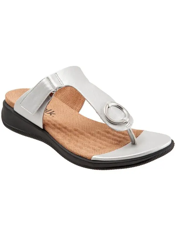 Buy Softwalk Talara Faux Leather Embellished Thong Sandals - Silver At ...