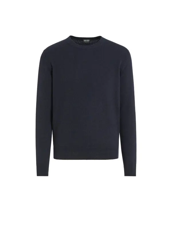 Zegna Oasi Cashmere Crewneck - Navy Blue Mélange