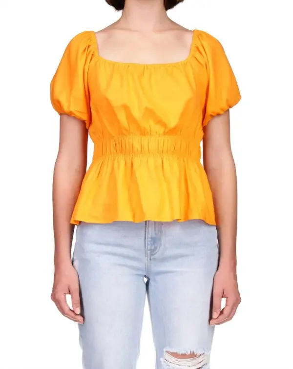 Buy Sanctuary Shirred Square Neck Top In Orange Sky - Yellow At 36% Off ...