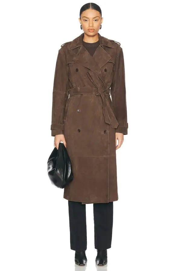 Sprwmn Suede Trench Coat - Americano
