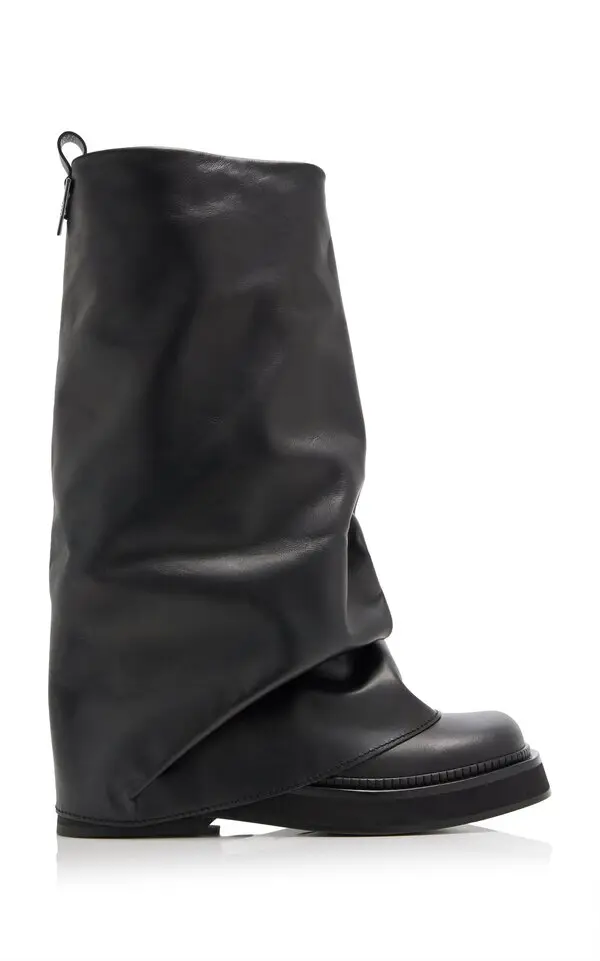 Attico Robin Leather Combat Boots - Black