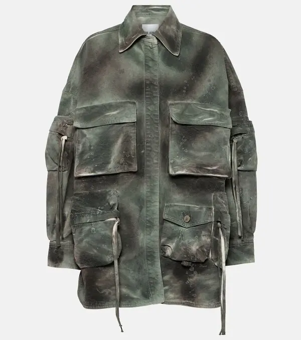 Attico Camouflage Denim Cargo Jacket - Green
