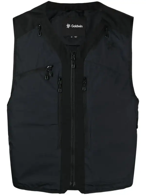 Goldwin Pertex Shield 2l Logo-Embroidered Padded Gilet In Black