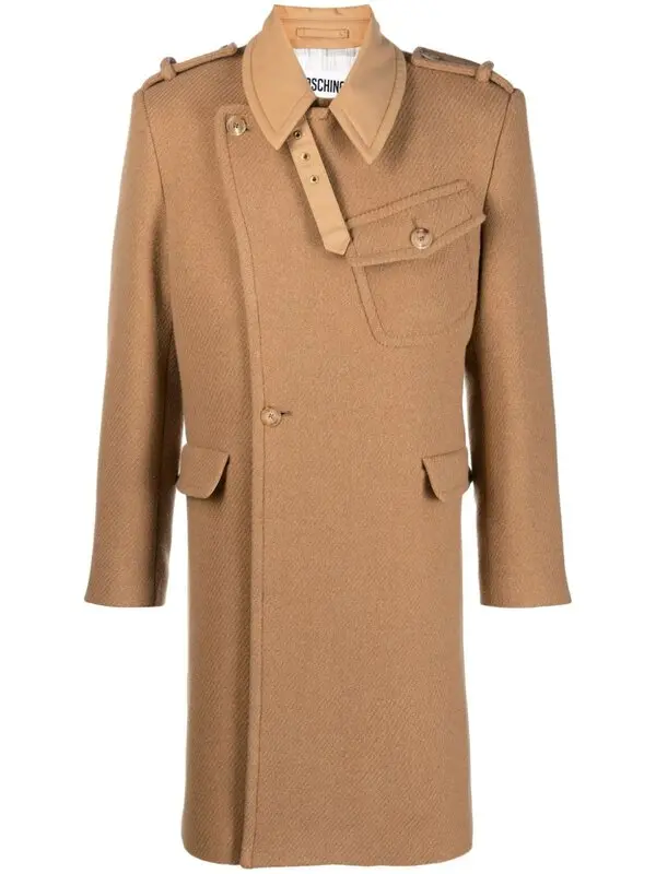 Moschino Panelled Wool-blend Coat - Neutrals