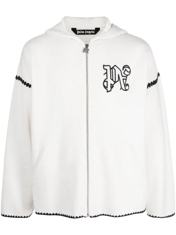Palm Angels Monogram-embroidered Zip-up Hoodie