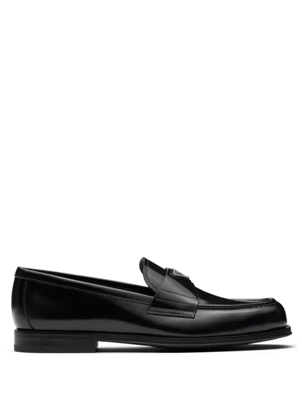 Prada Triangle-logo Brushed-leather Loafers