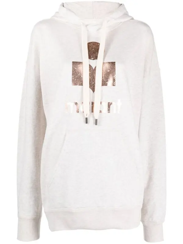 MARANT ETOILE Mansel Logo-print Hoodie - Neutrals