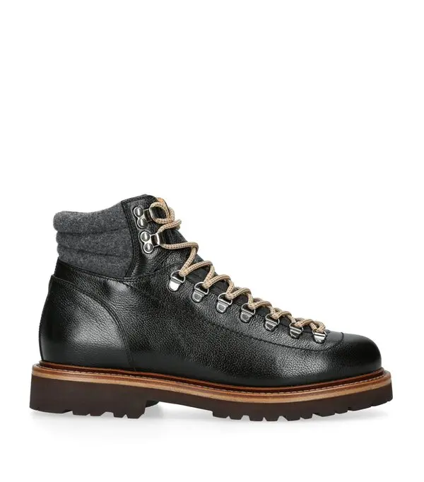 Brunello Cucinelli Leather Mountain Boots - Black