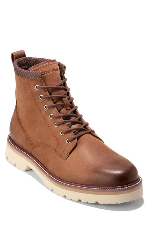 Cole Haan American Classic Waterproof Plain Toe Lace-up Boot - British Tan/alabaster Gleam