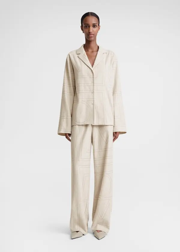TOTÊME Monogram Flannel Pj Top - Light Beige Melange