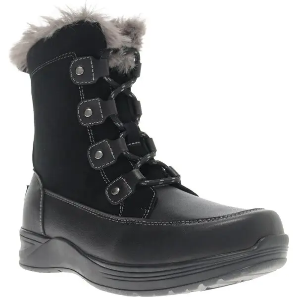 PROPET Dulcie Faux Fur Trim Bootie - Black
