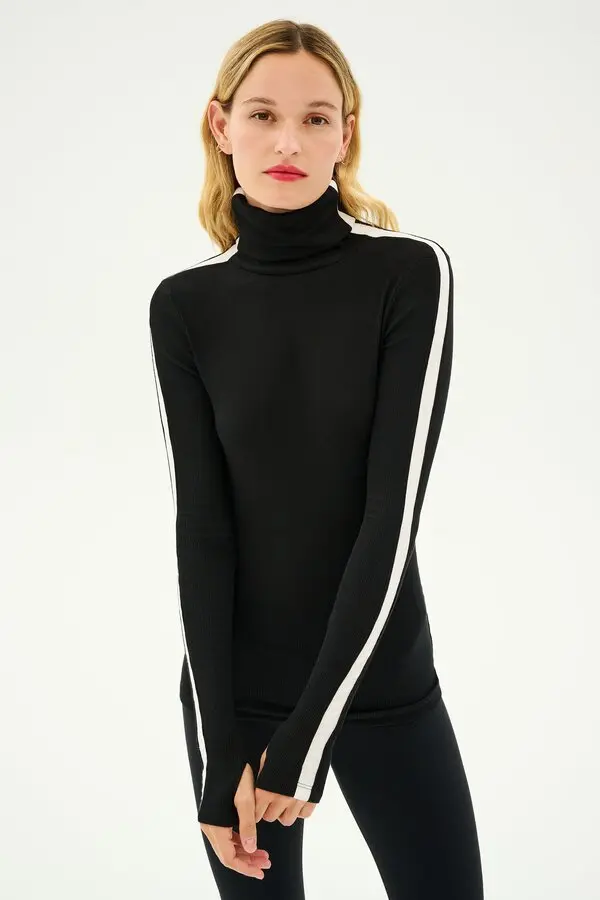 Splits59 Jackson Ribbed Turtleneck Top - Black/white