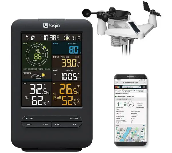 LOGIA 5-in-1 Solar Weather Station W/ Temp, Humdity & More