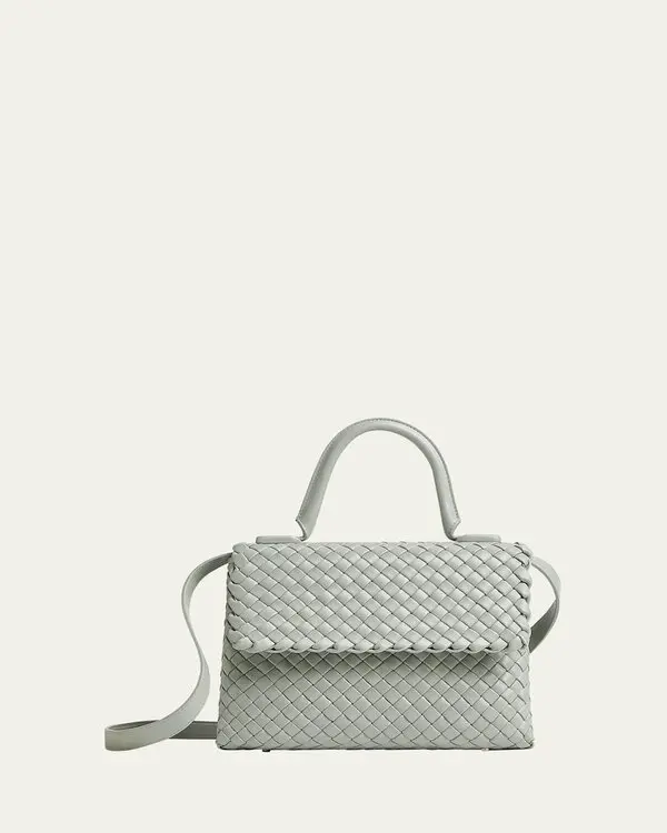 Bottega Veneta Patti Intreccio Leather Shoulder Bag - Agate Grey-muse Br