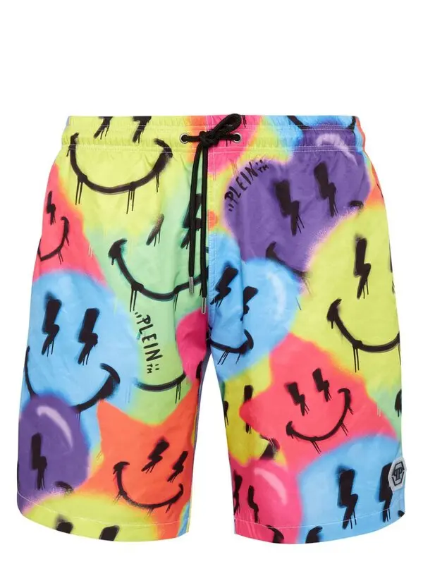 Philipp Plein Smiley Face-print Swim Trunks