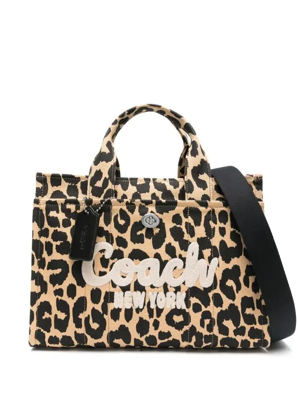 Coach Leopard Print Canvas Tote Bag - Brown