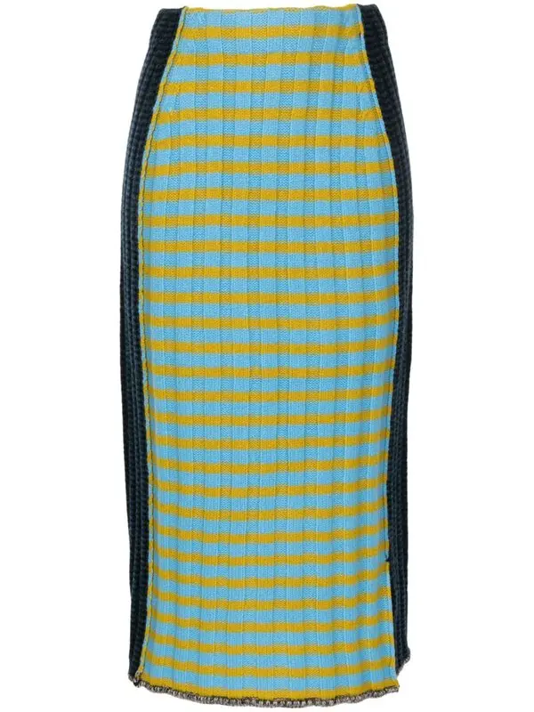 YANYAN Check-print Knitted Midi Skirt
