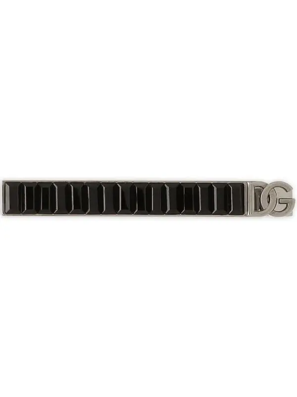 Dolce & Gabbana Logo-plaque Crystal-embellished Tie Clip - Silver