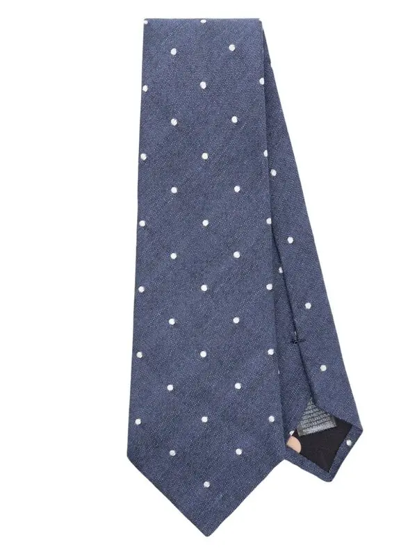 Paul Smith Polka Dot Embroidered Neck Tie - Blue