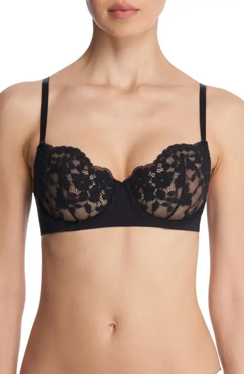 Natori Plush Romance Lace Underwire Balconette Bra - Black
