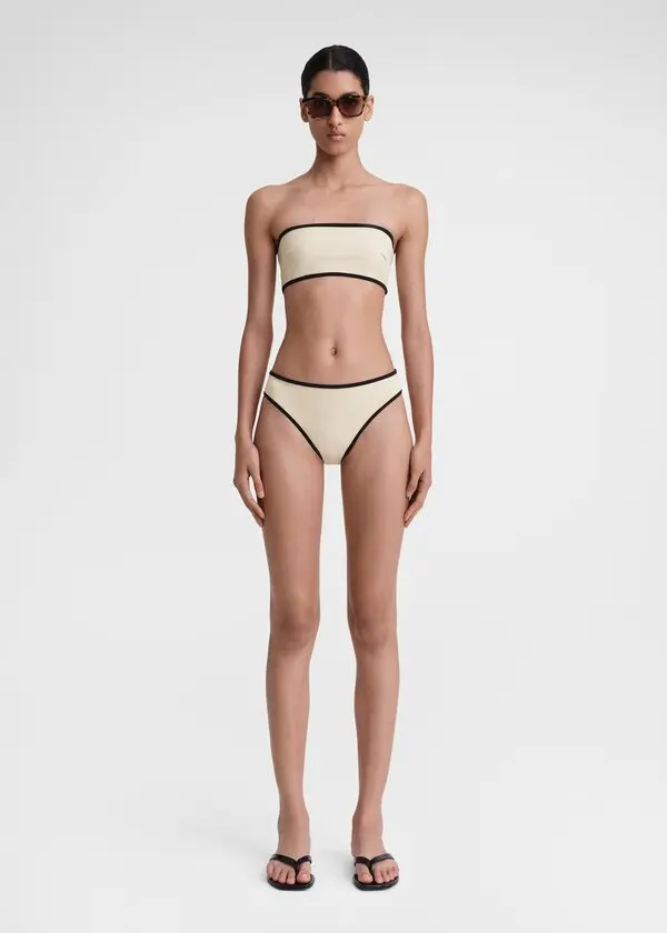 TOTÊME Stripe Edge Bandeau Bikini Top - Light Hay