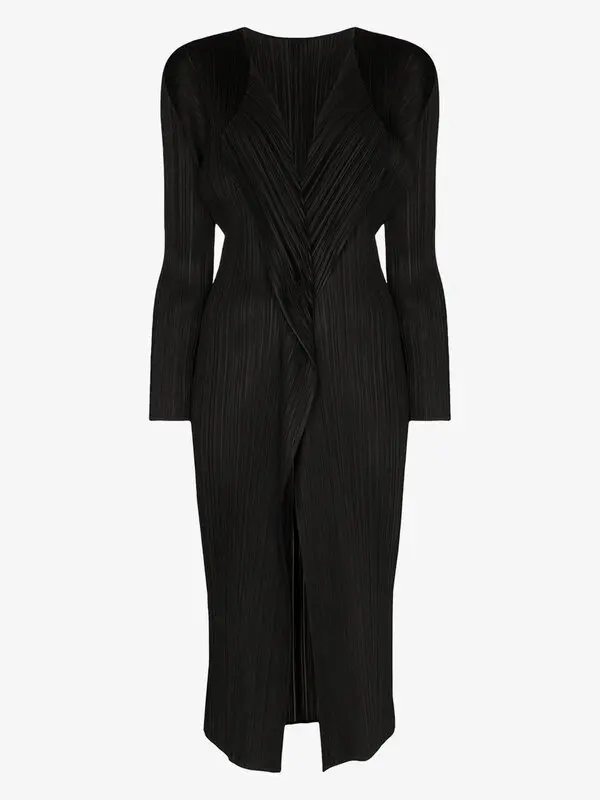 Issey Miyake Monthly Colors Plissé Single-breasted Coat - Black