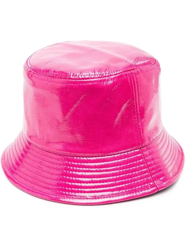 STAND STUDIO Faux-leather Bucket Hat - Pink | Editorialist