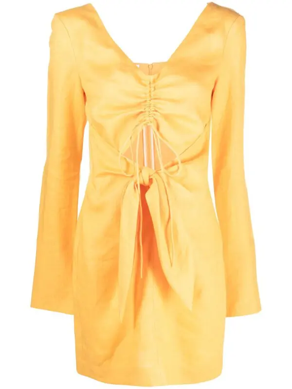 Nanushka Gilia Ruched Linen Mini Dress