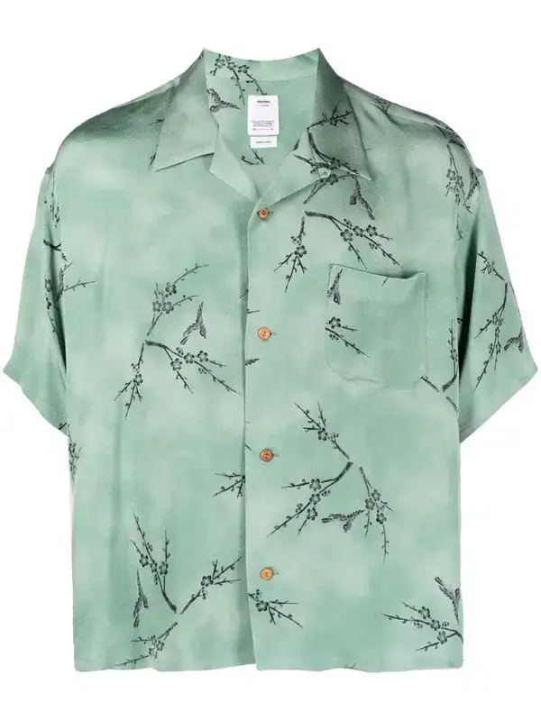 Visvim Harmon Floral Print Silk Shirt - Green | Editorialist