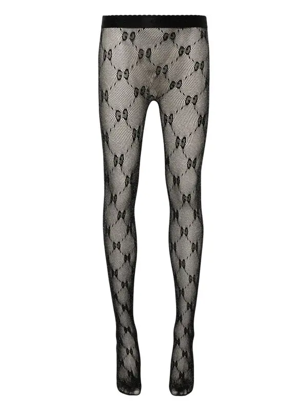 Gucci Lurex Gg Knit Tights Black Editorialist