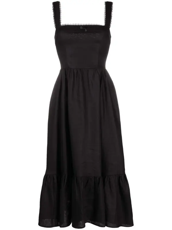 Reformation Rowen Linen Midi Dress - Black | Editorialist