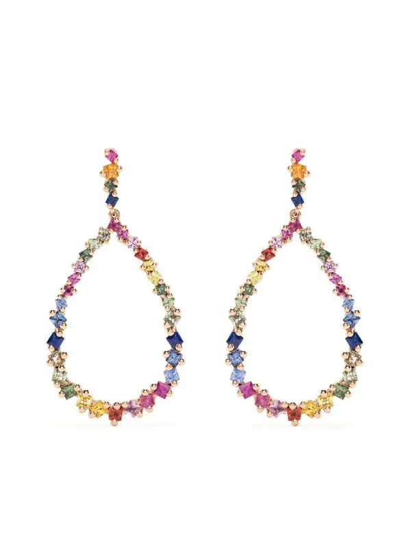 SUZANNE KALAN 18kt Rose Rainbow Sapphire Drop Earrings - Gold