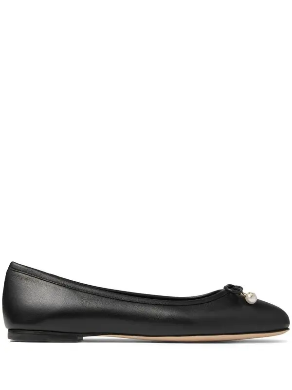JIMMY CHOO Elme Leather Ballerinas - Black