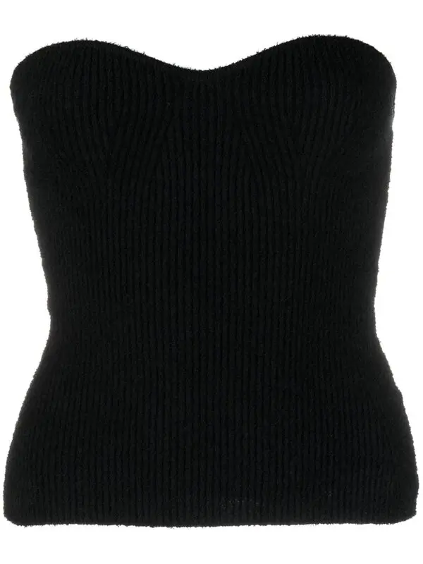Wardrobe.NYC Ribbed Strapless Top - Black