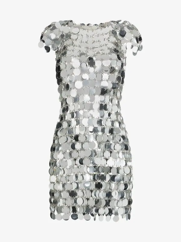 Rabanne Sequin Chain-disc Mini Dress - Metallic