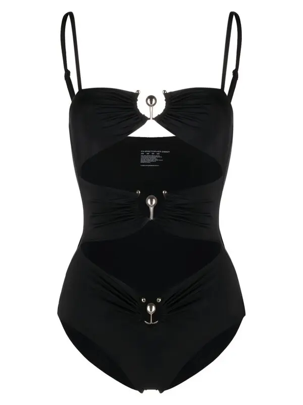 Christopher Esber Pierced Orbit Swimsuit - Black