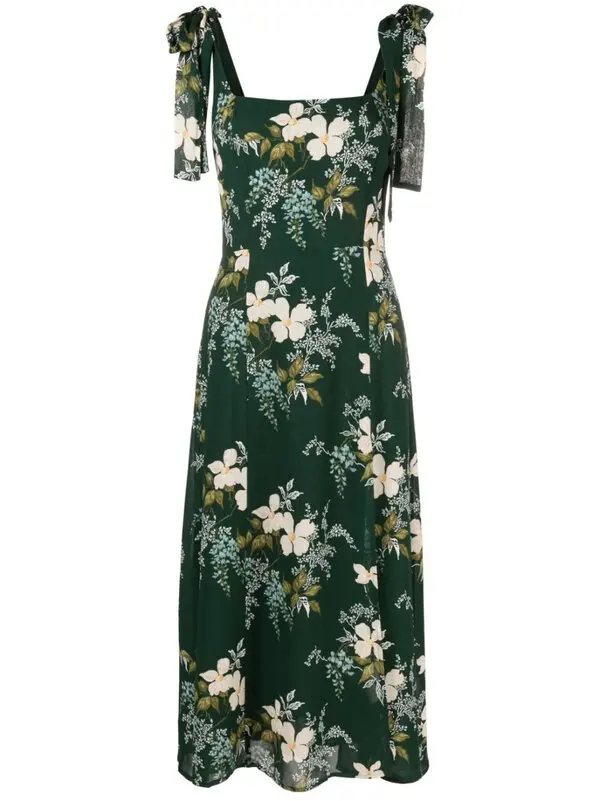 Reformation Twilight Floral-Print Midi Dress - Green | Editorialist