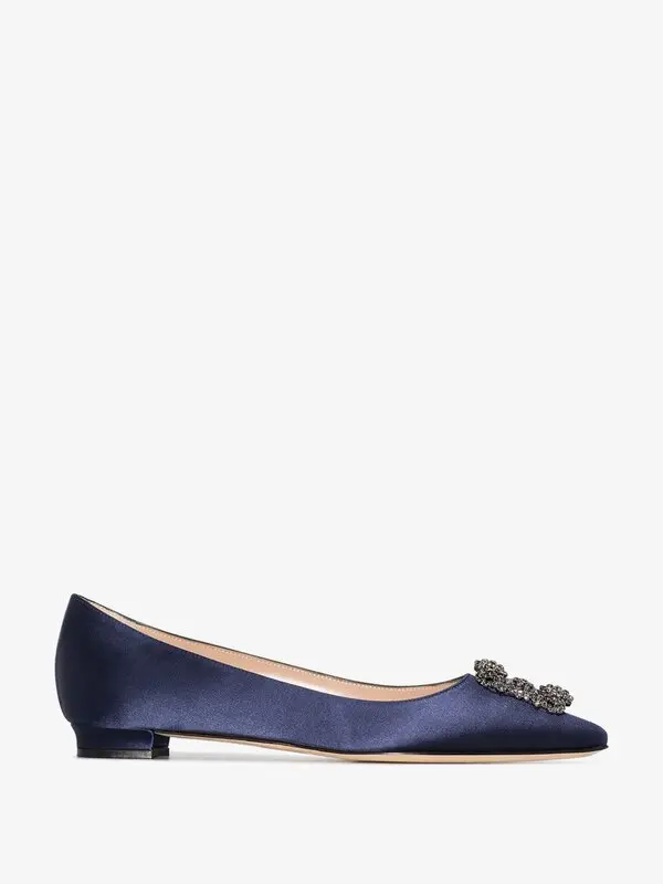 Manolo Blahnik Hangisi Crystal Satin Pumps