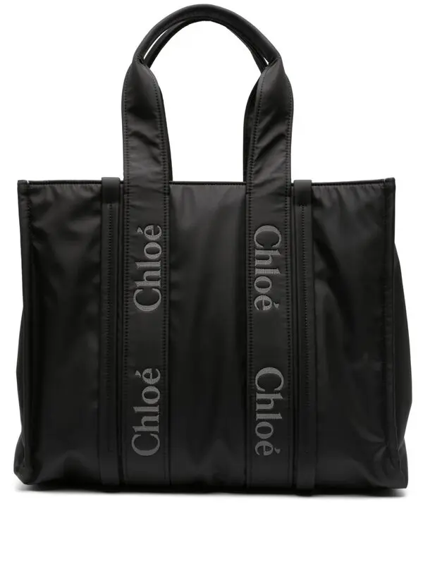 Chloé Woody Large Shell Tote Bag - Black | Editorialist