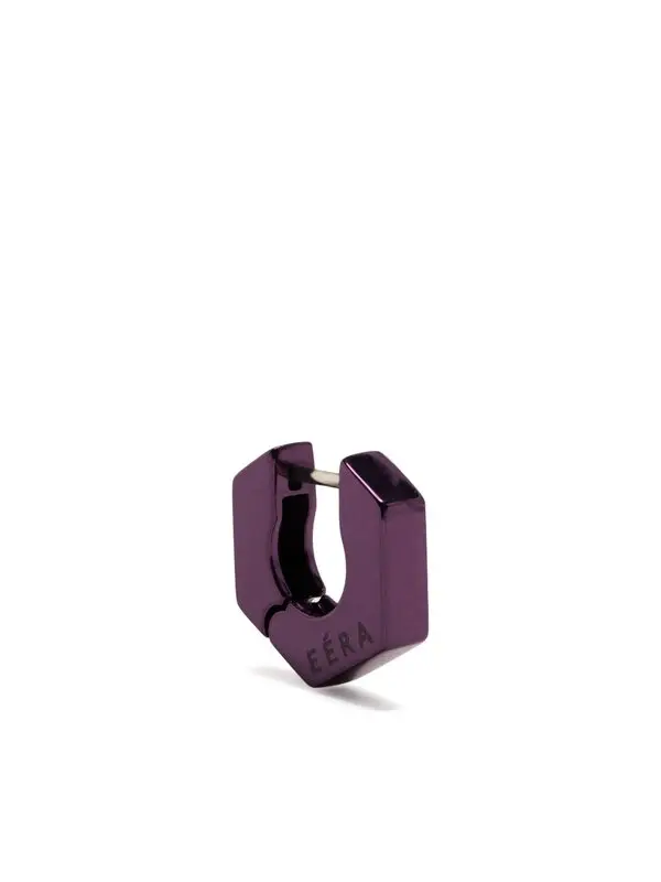 EERA 18k White Gold Dado Mini Single Hoop Earring - Purple